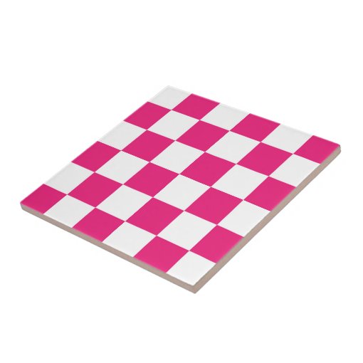 cool pink white check pattern tiled ceramic tile | Zazzle