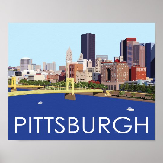 Cool Pittsburgh Skyline Computer Illustration Poster | Zazzle.com