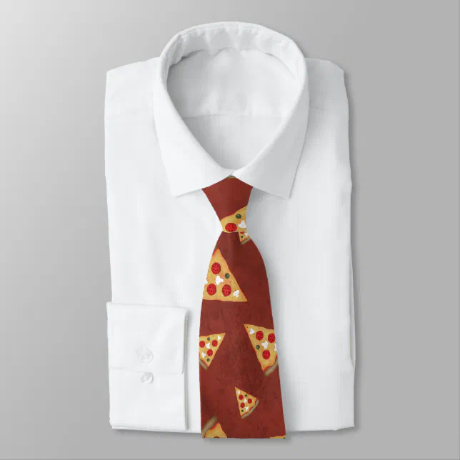 Cool pizza slices vintage red pattern neck tie | Zazzle