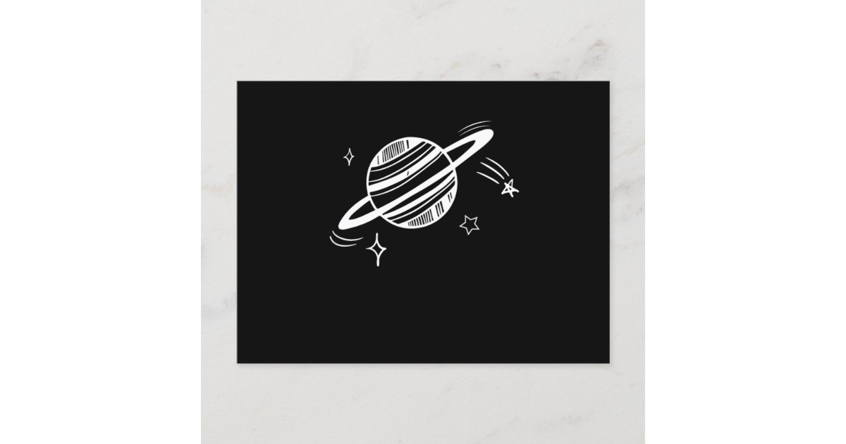 Cool Planet Saturn Orbit Drawing Outer Space Galax Postcard | Zazzle