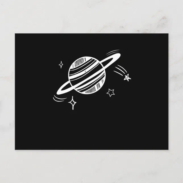 Cool Planet Saturn Orbit Drawing Outer Space Galax Postcard | Zazzle