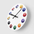 Cool Pool Balls Round Wall Clock | Zazzle