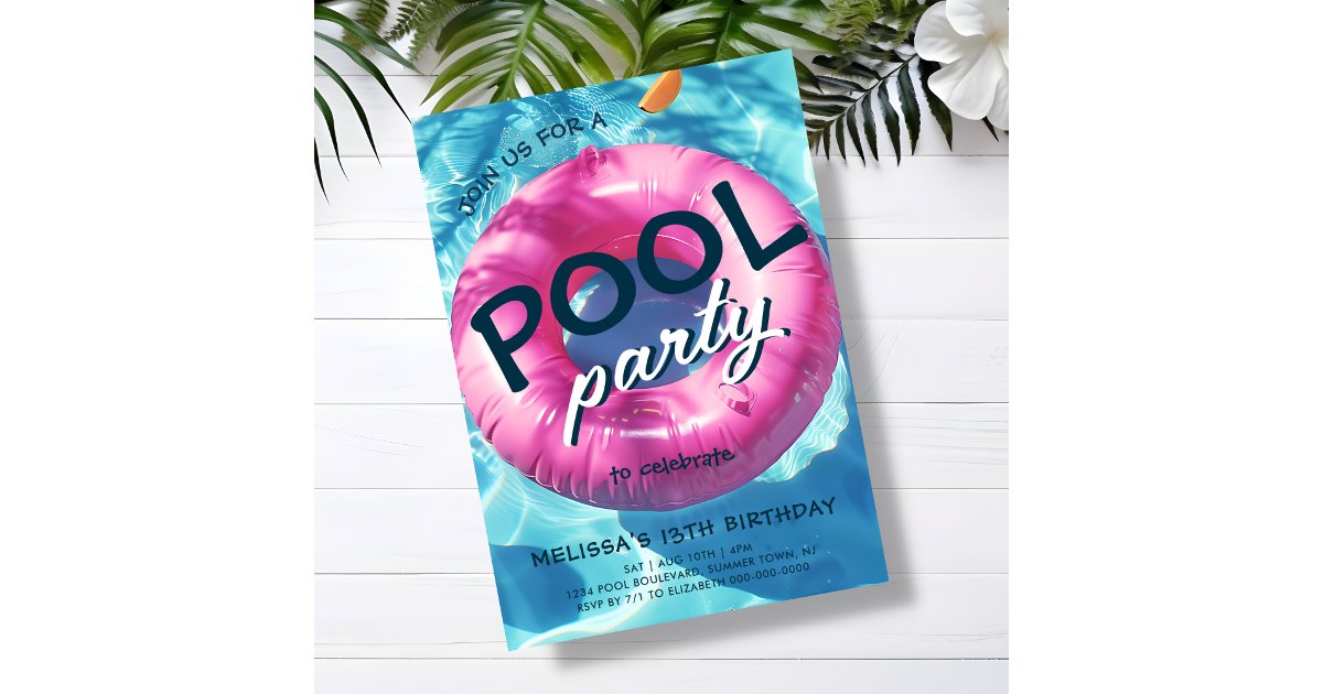 Cool Pool Party Birthday Invitation | Zazzle