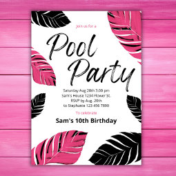 Cool Pool Party Pink Summer Swim Birthday Party Invitation | Zazzle