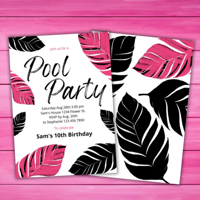 Cool Pool Party Pink Summer Swim Birthday Party Invitation | Zazzle