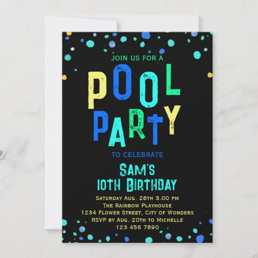 Cool Pool Party Summer Swimming Birthday Party Invitation | Zazzle