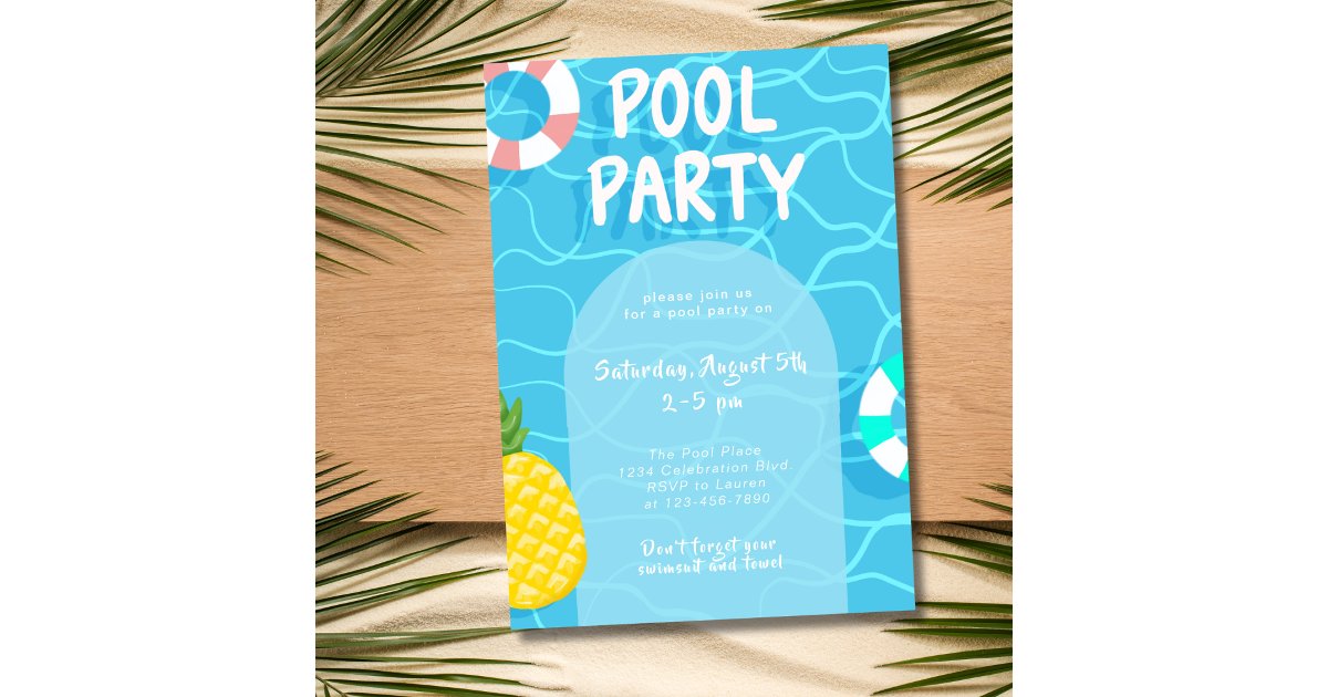 Cool Pool Party Summer Swimming Invitation | Zazzle