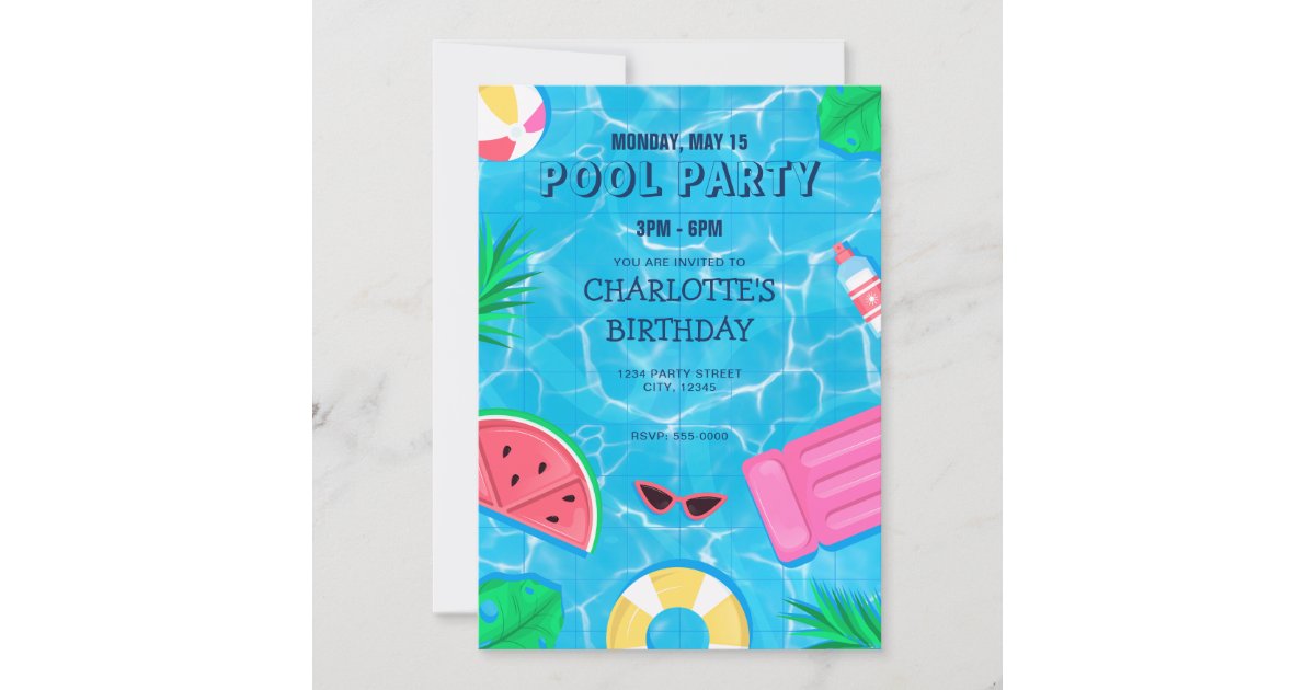 Cool Pool Party | Swimming Birthday Invitation | Zazzle