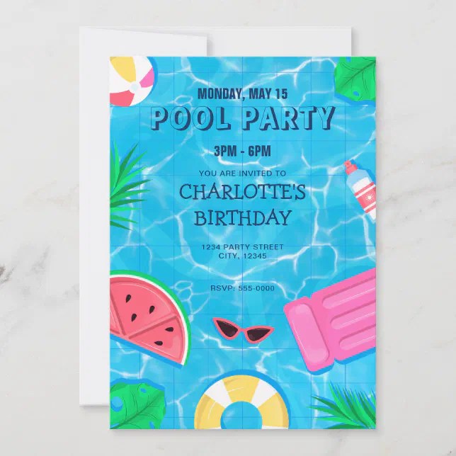 Cool Pool Party | Swimming Birthday Invitation | Zazzle