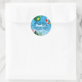 Cool Pool Party Thank You Birthday Classic Round Sticker | Zazzle