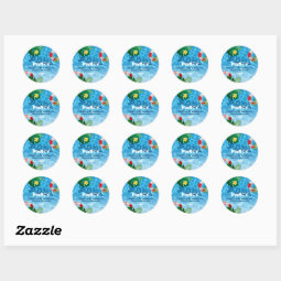 Cool Pool Party Thank You Birthday Classic Round Sticker | Zazzle