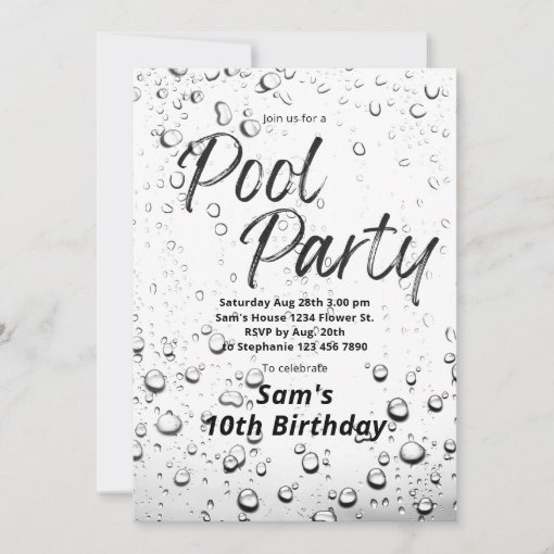 Cool Pool Party Water Splash Summer Birthday Party Invitation | Zazzle
