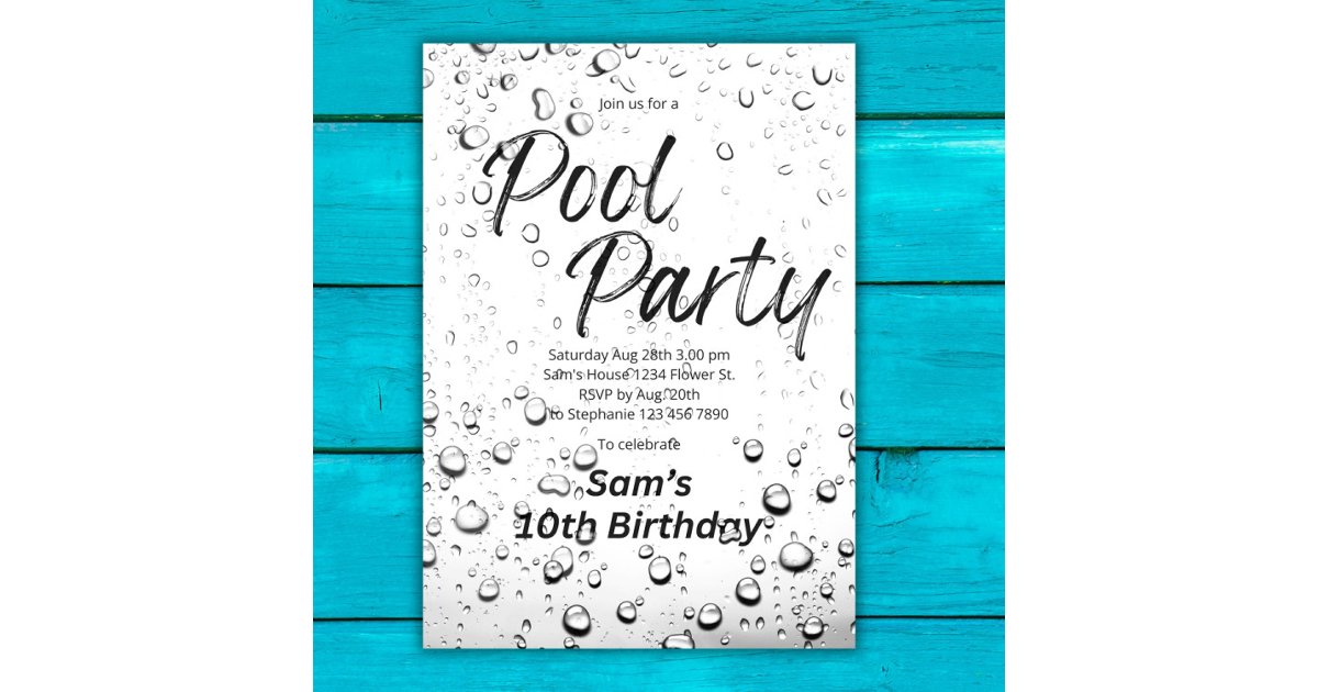 Cool Pool Party Water Splash Summer Birthday Party Invitation | Zazzle