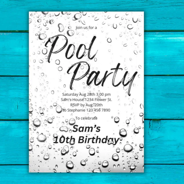 Cool Pool Party Water Splash Summer Birthday Party Invitation | Zazzle