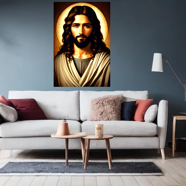 Cool portrait of Jesus Christ | AI Art Poster | Zazzle