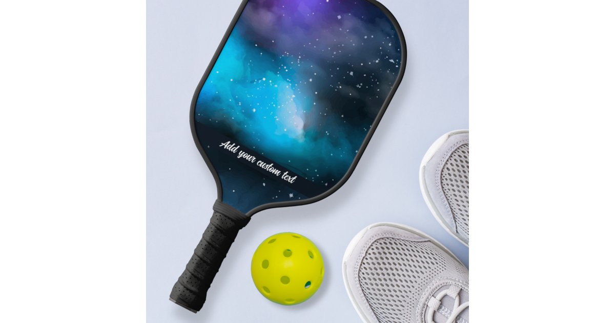Cool Purple Blue Galaxy Night Sky Custom Text Name Pickleball Paddle ...