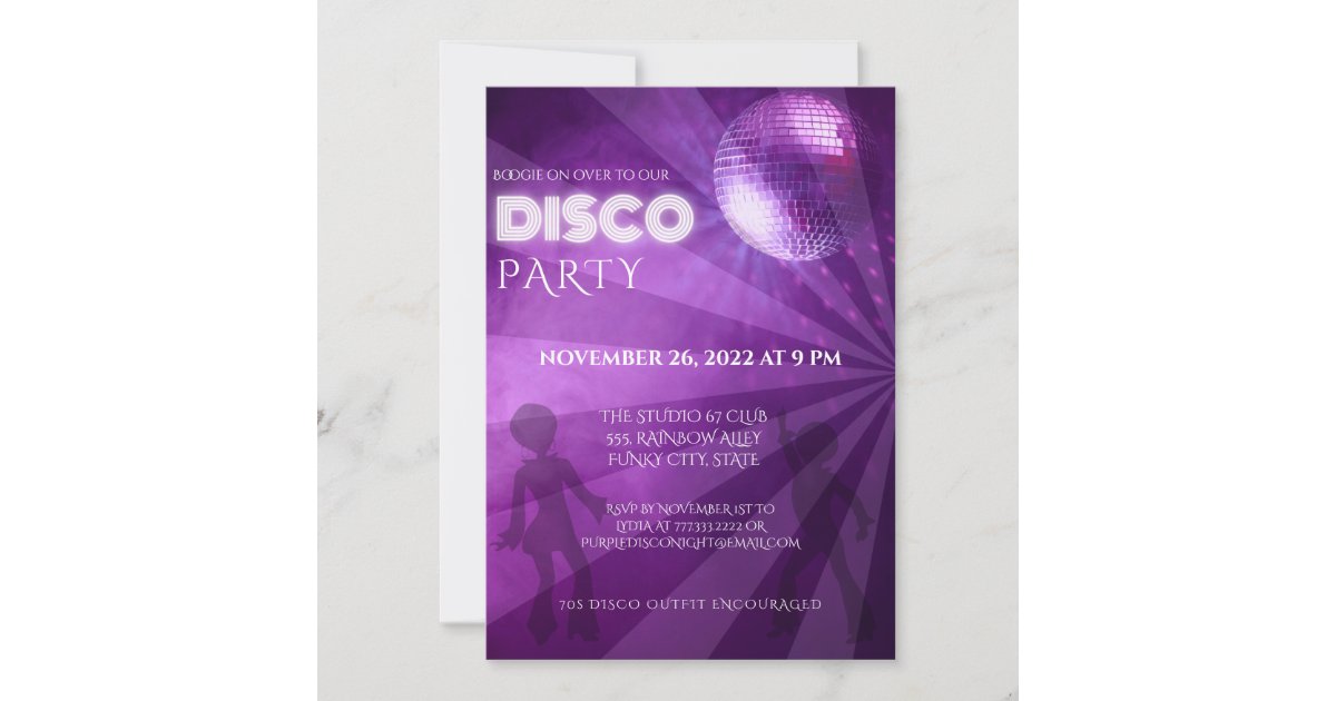 Cool Purple Disco Ball Party Invitation | Zazzle