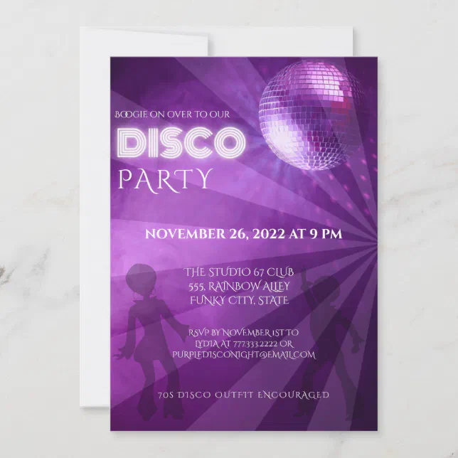 Cool Purple Disco Ball Party Invitation | Zazzle