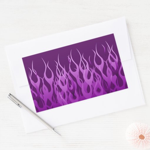 Cool Purple Racing Flames Design Rectangular Sticker | Zazzle
