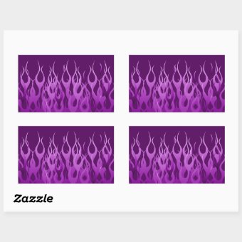 Cool Purple Racing Flames Design Rectangular Sticker | Zazzle