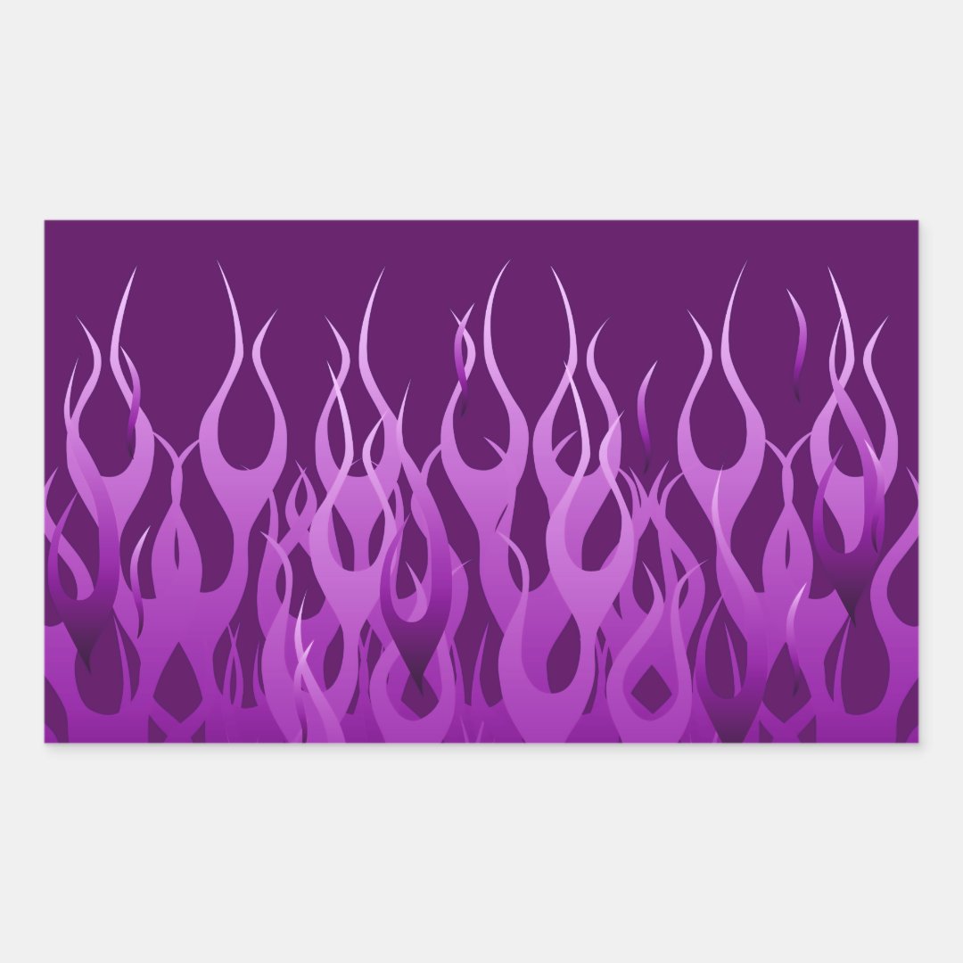 Cool Purple Racing Flames Design Rectangular Sticker | Zazzle