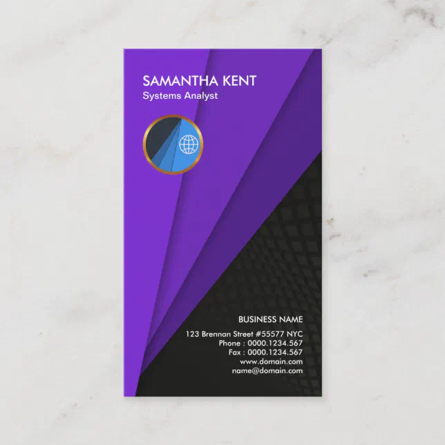 Cool Purple Trapezium Black Web Systems Analyst Business Card | Zazzle