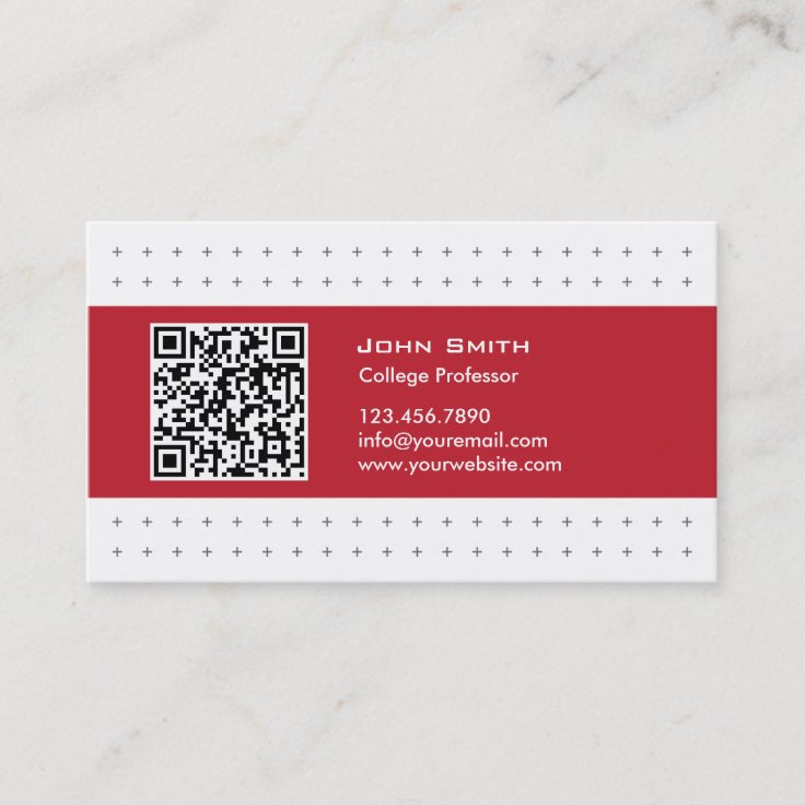 Cool QR Code Red Label Professor Business Card | Zazzle