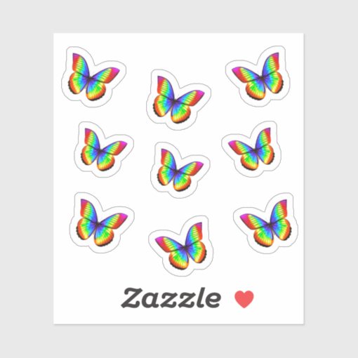 Cool Rainbow Butterfly Sticker | Zazzle