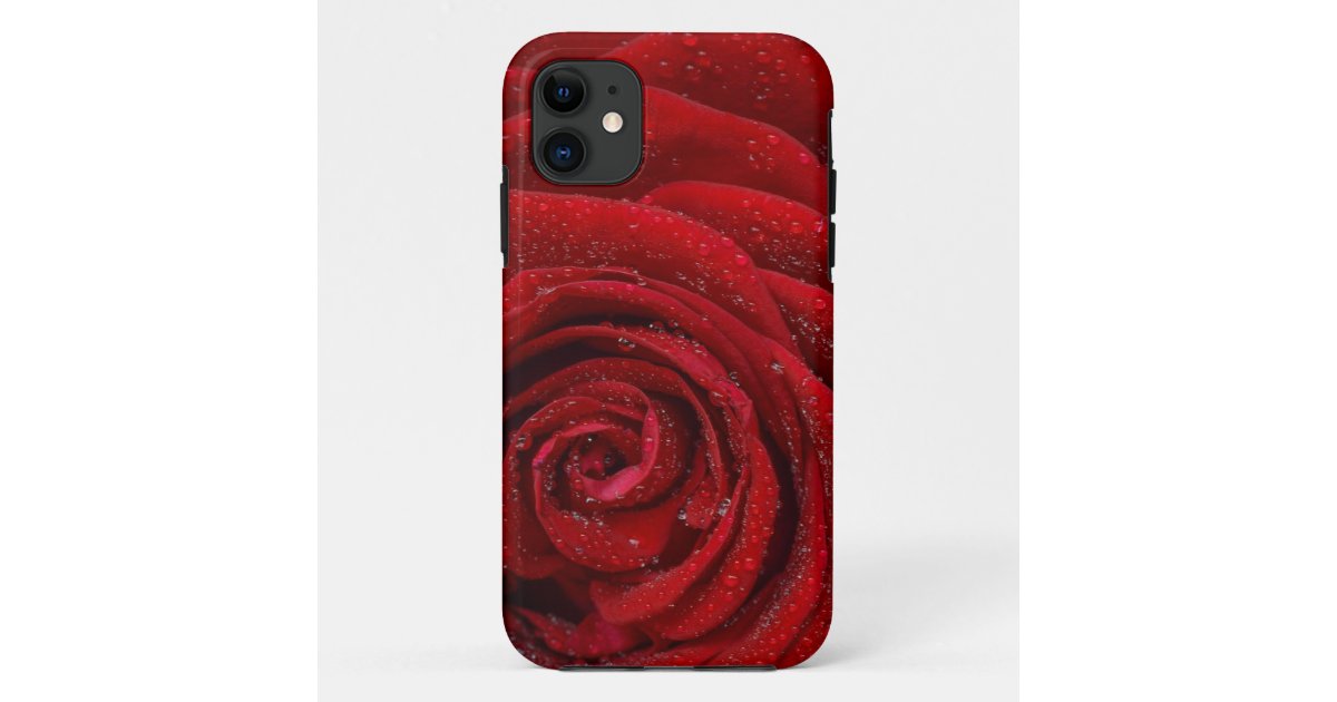 Cool Realistic Raindrops on a Red Rose Phone Case | Zazzle