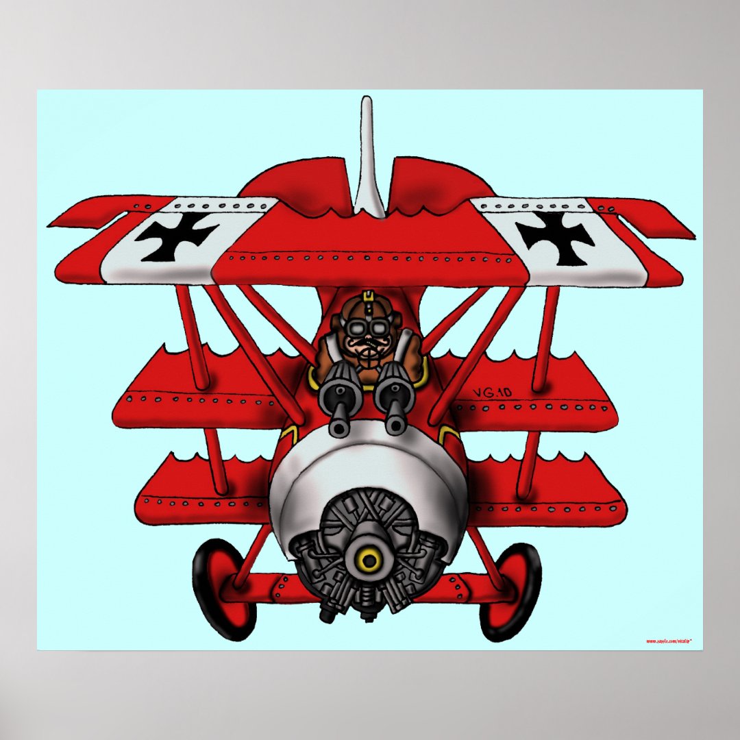 Cool red baron plane art poster design | Zazzle