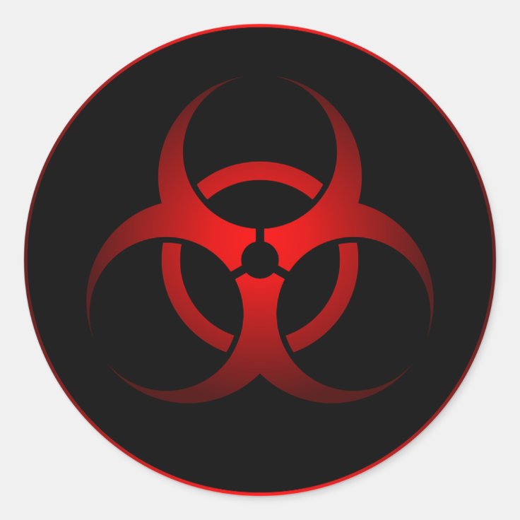 Cool Red & Black Chemical Biohazard Danger Symbol Classic Round Sticker ...
