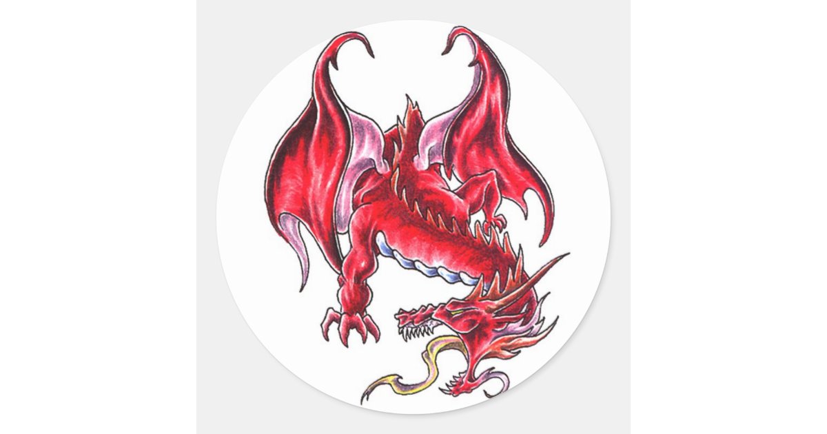 Cool red dragon style sticker | Zazzle