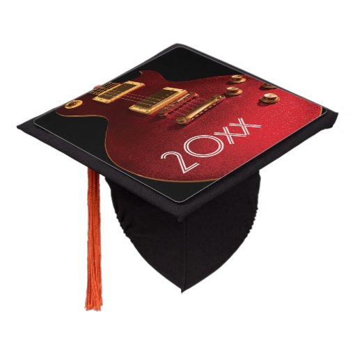 Cool Red Electric Guitar Player Musical Instrument Graduation Cap ...