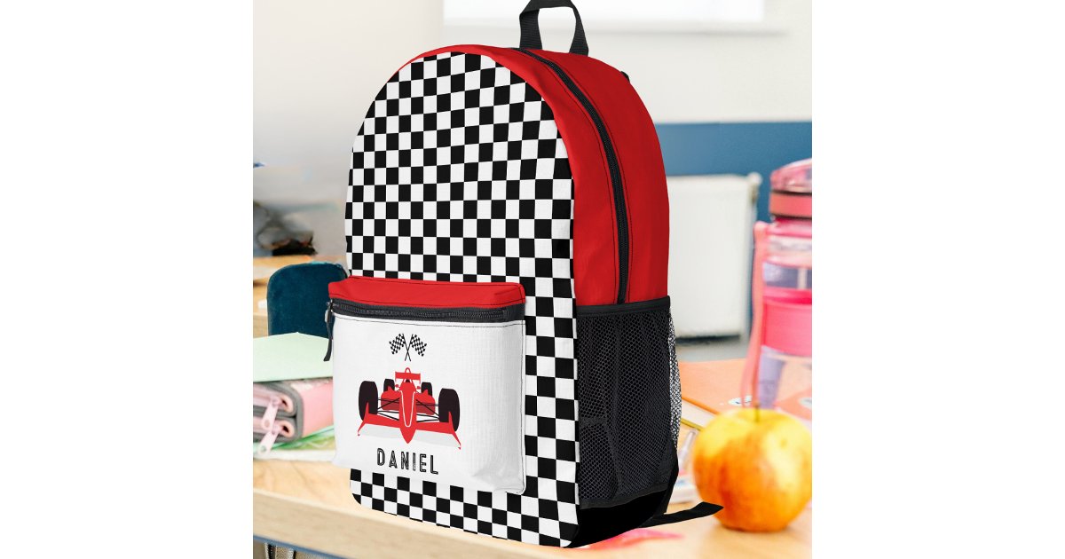 Cool Red Racing Car Boy's Printed Backpack | Zazzle