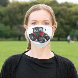 Cool Red Tractor Farm Equipment Farmer Work Men's Adult Cloth Face Mask ...