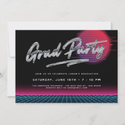 Cool Retro 80's New Wave Graduation Grad Party Invitation | Zazzle