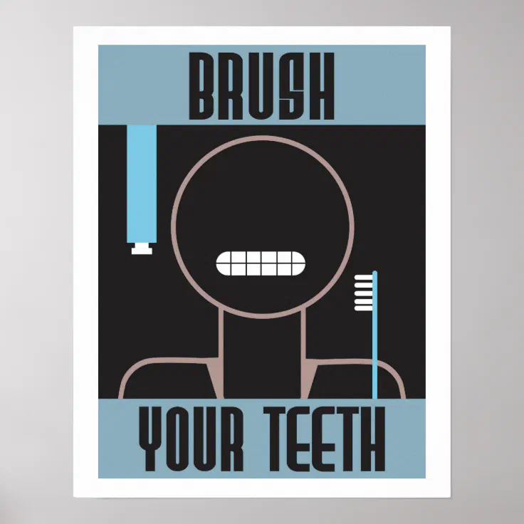 Cool Retro Brush Your Teeth poster | Zazzle