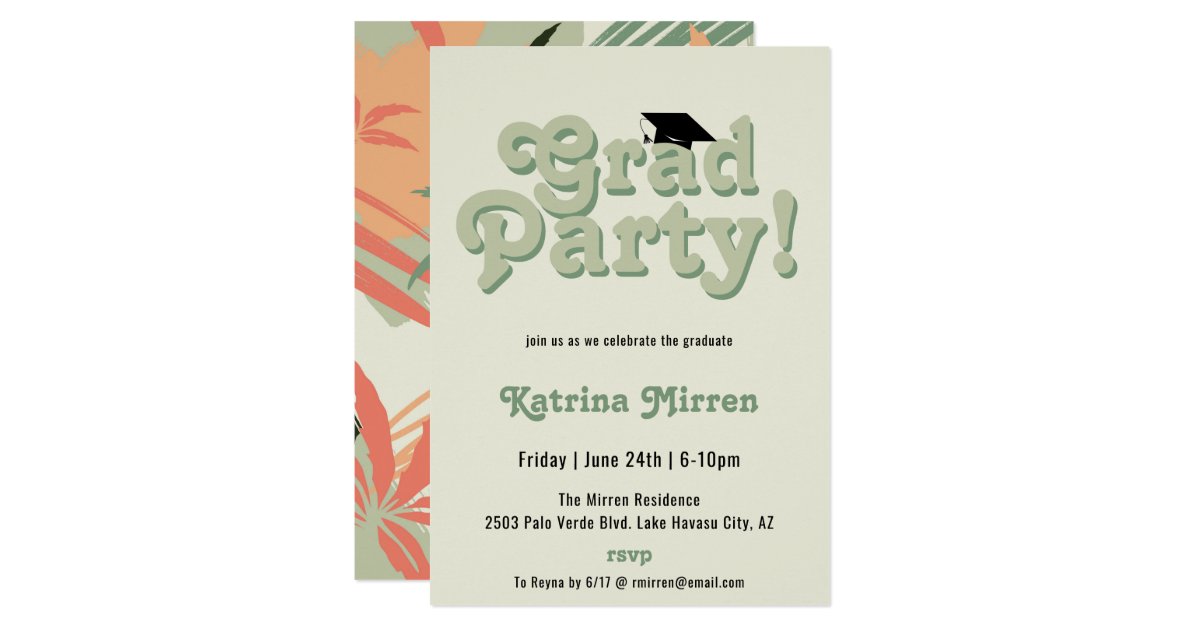 Cool Retro Graduation Party Invitation | Zazzle.com