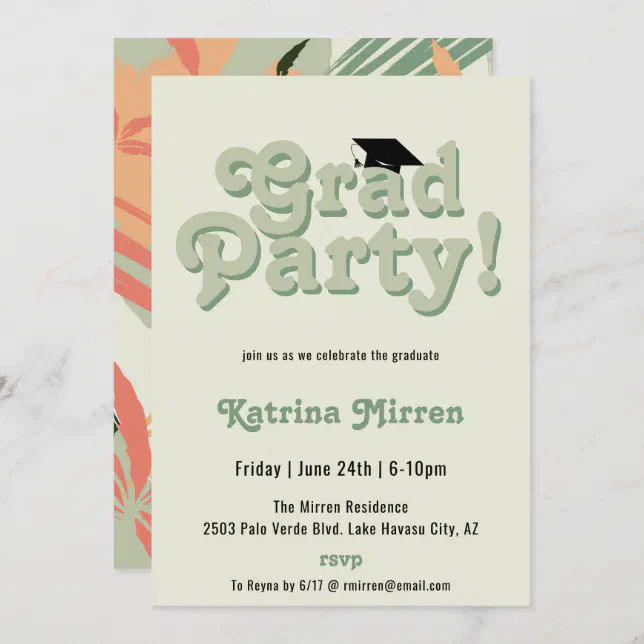 Cool Retro Graduation Party Invitation | Zazzle