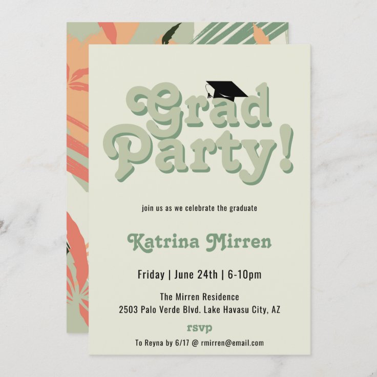 Cool Retro Graduation Party Invitation | Zazzle