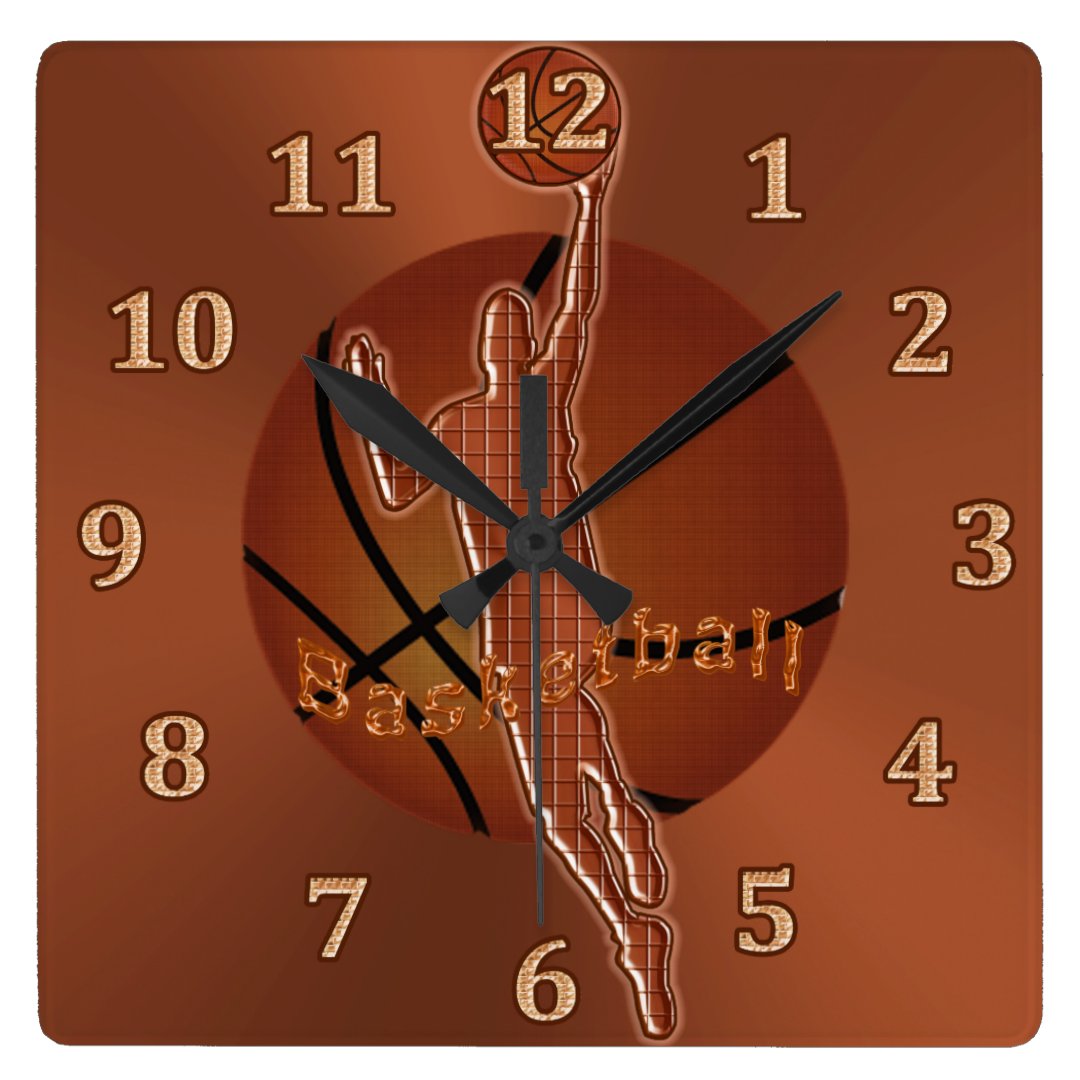 Cool Retro Meets Techno Basketball Clocks for Guys | Zazzle