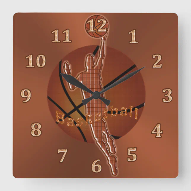 Cool Retro Meets Techno Basketball Clocks for Guys | Zazzle