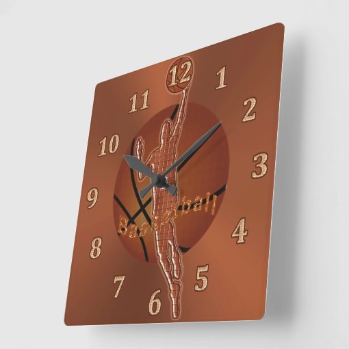 Cool Retro Meets Techno Basketball Clocks for Guys | Zazzle