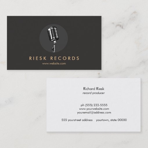 Cool Retro Microphone Business Card | Zazzle