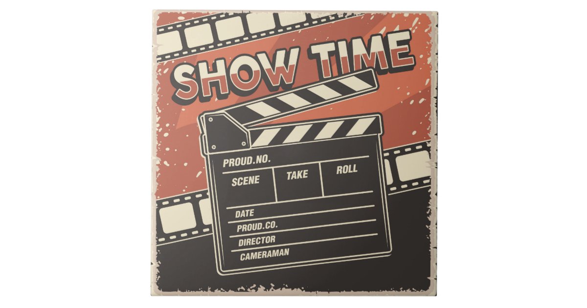 Cool retro movie theater ceramic tile | Zazzle