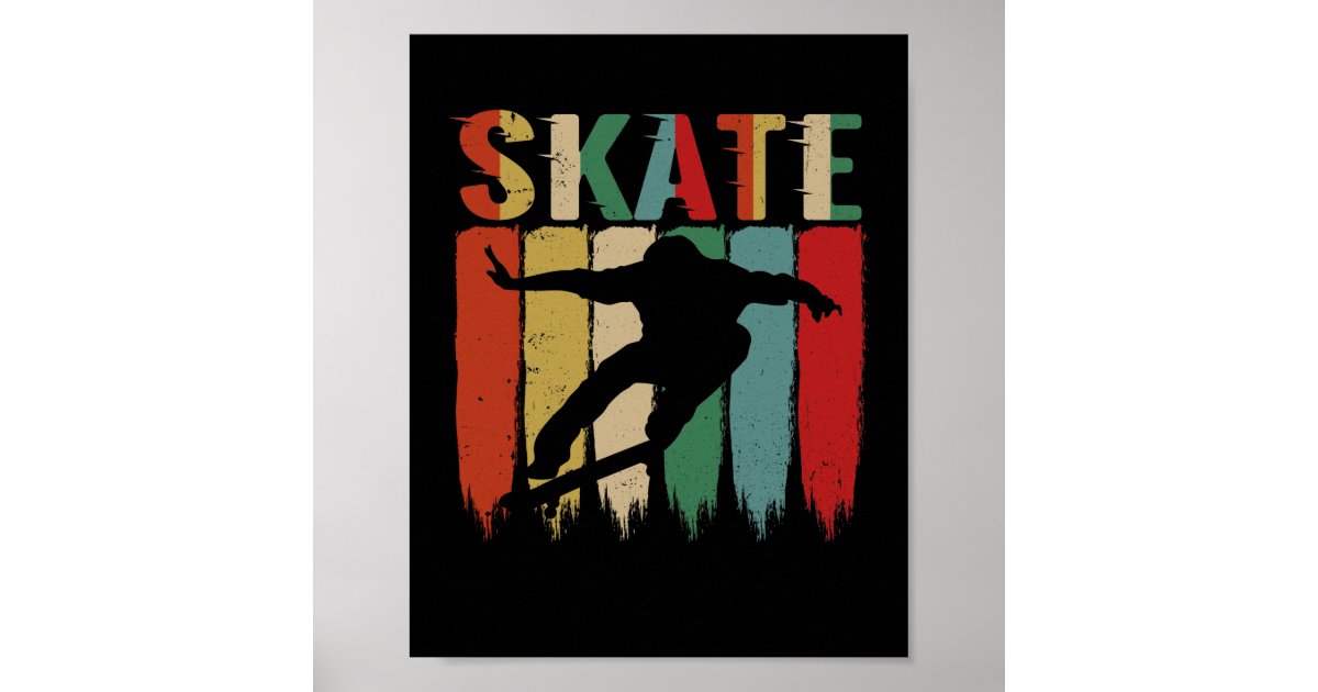 Cool Retro Skateboarder Skateboard Skating Poster | Zazzle
