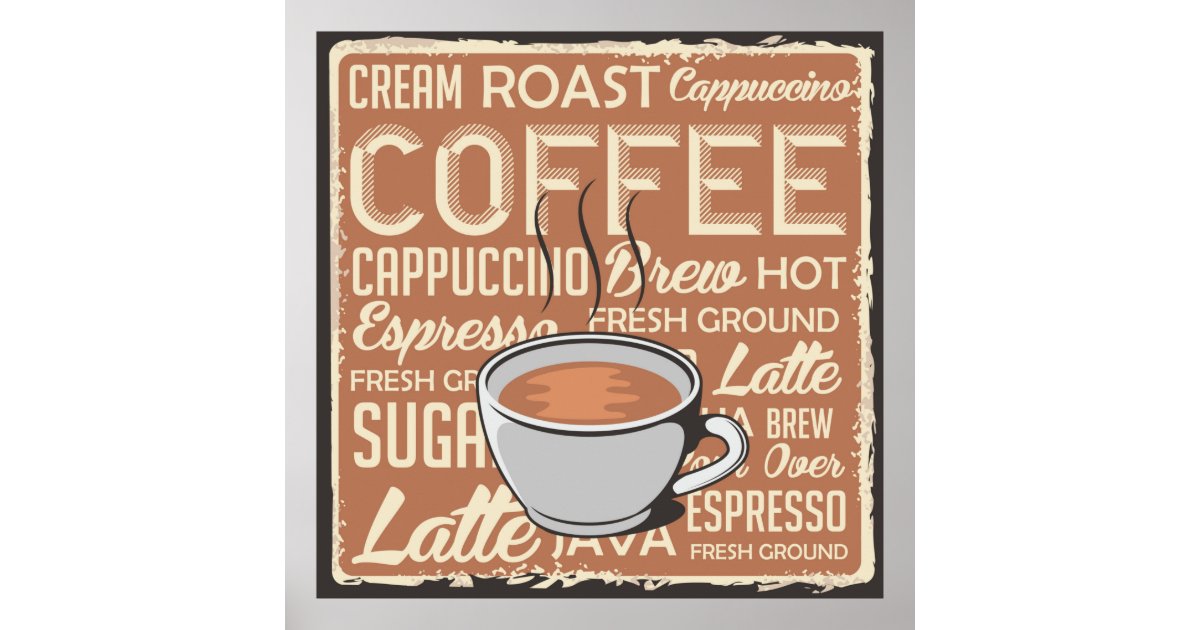 cool retro vintage coffee poster | Zazzle