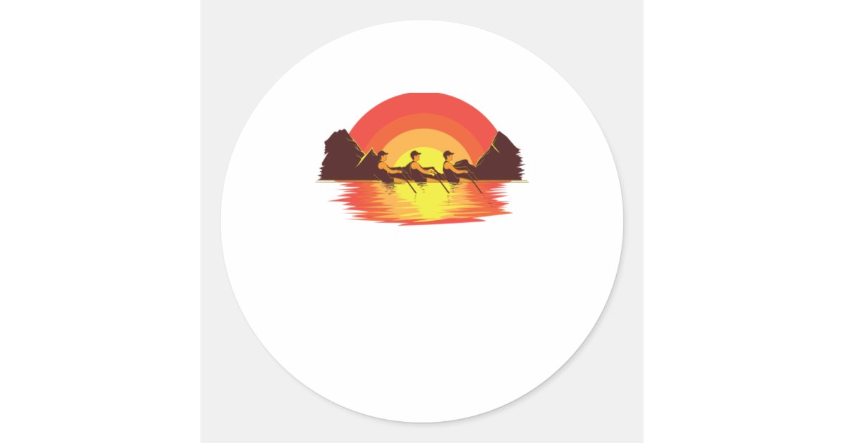 Cool Rowing Sunset Funny Coxswain Propelling Classic Round Sticker | Zazzle