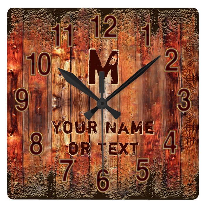 Cool Rustic Clock Personalized with YOUR TEXT | Zazzle.com