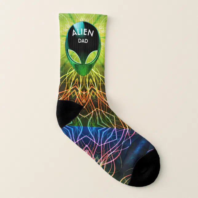 Cool Sci-fi Fractal Alien Head Personalized Men's Socks | Zazzle